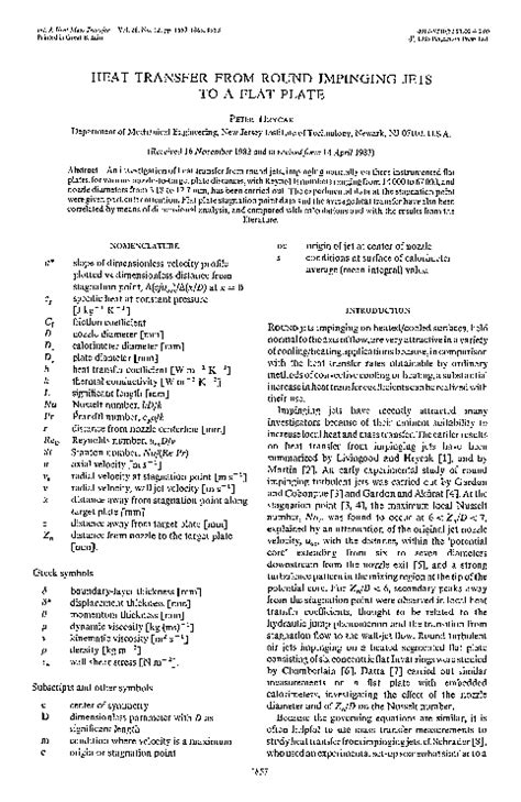pdf heat transfer from round impinging jets to a flat plate