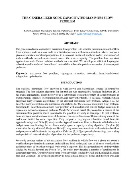 Pdf The Generalized Node Capacitated Maximum Flow Problem