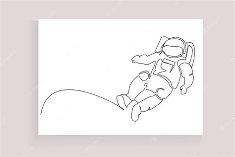 Premium Vector Astronaut Scientist Flying Through Space Line Art