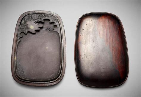 Carved Chinese Duan Inkstone With Hardwood Box Zother Oriental