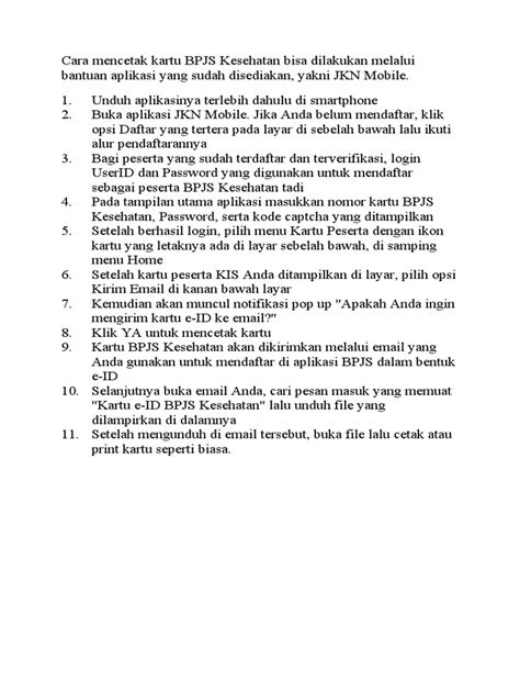 Cara Mencetak Kartu Bpjs Kesehatan Pdf