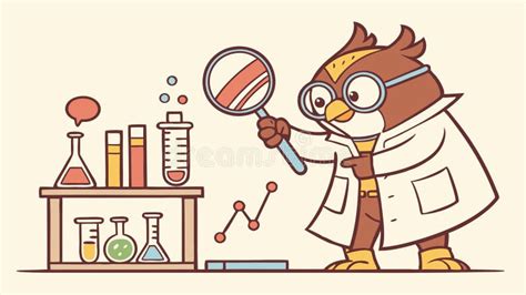 Owl Scientist With Graph Data Analysis Design Element Vector Design