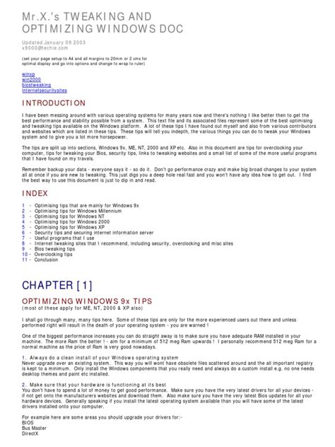 Tweaking Optimizing Windows Pdf Windows Registry Computer File