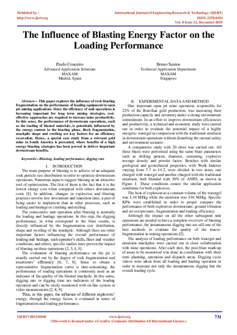 Pdf The Influence Of Blasting Energy Factor On The Loading Performance