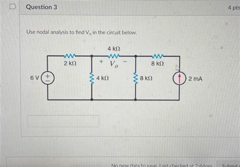 Solved Question Use Nodal Analysis To Find V In The Chegg