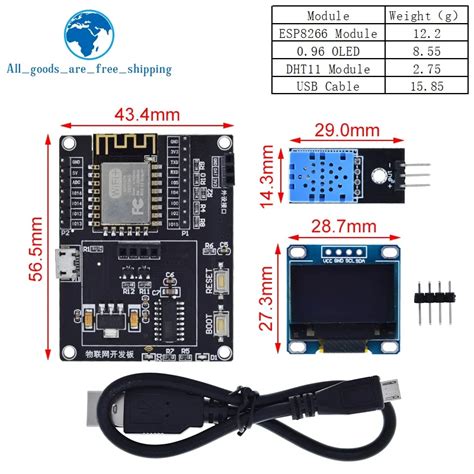 Tzt Esp8266 Weather Station Diy Kit Iot Starter Kits For Arduino With 096 Oled Display D1 Mini