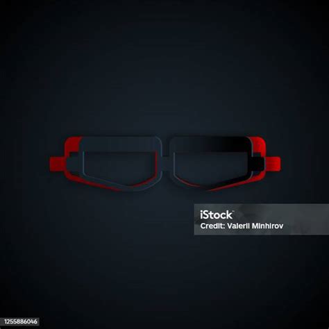 검은 색 배경에 격리 된 안전 고글 안경 아이콘을 잘라 종이 잘라 종이 아트 스타일 벡터 일러스트레이션 3차원 형태에 대한 스톡 벡터 아트 및 기타 이미지 Istock