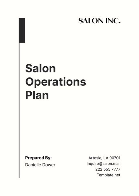 Free Salon Operations Plan Template To Edit Online