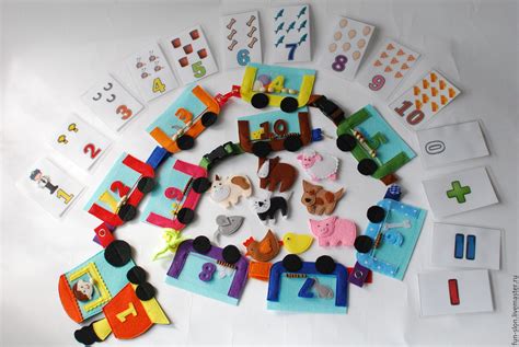 Развивающая игрушка Паровозик из фетра Учим цифры в интернет магазине на Ярмарке Мастеров