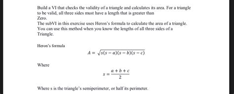 Solved Build A Vi That Checks The Validity Of A Triangle And Chegg