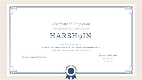 Harshs Certification For Learn The Basics Of Web Internet Fundamentals Codedamn