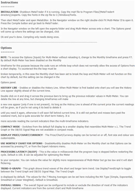 MT Expert FX Multi Meter II Mq Forex Indicators Guide