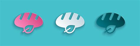 종이 잘라 파란색 배경에 고립 된 채식 빵 덩어리 아이콘 종이 아트 스타일 벡터 3차원 형태에 대한 스톡 벡터 아트 및 기타 이미지 3차원 형태 건강한 생활방식