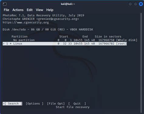 Как восстановить удаленные файлы на Kali Linux с Photorec