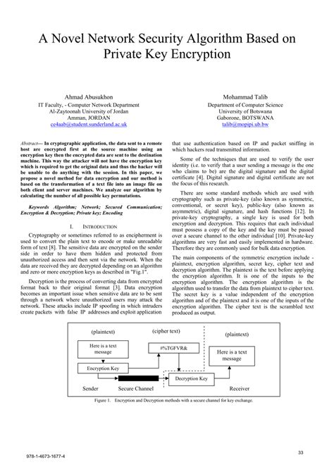 Pdf A Novel Network Security Algorithm Based On Private Key Encryption