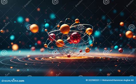 Abstract Conceptual Illustration Of Atom With Electrons And Protons