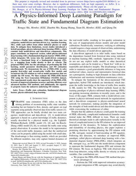 Pdf A Physics Informed Deep Learning Paradigm For Traffic State Estimation And Fundamental