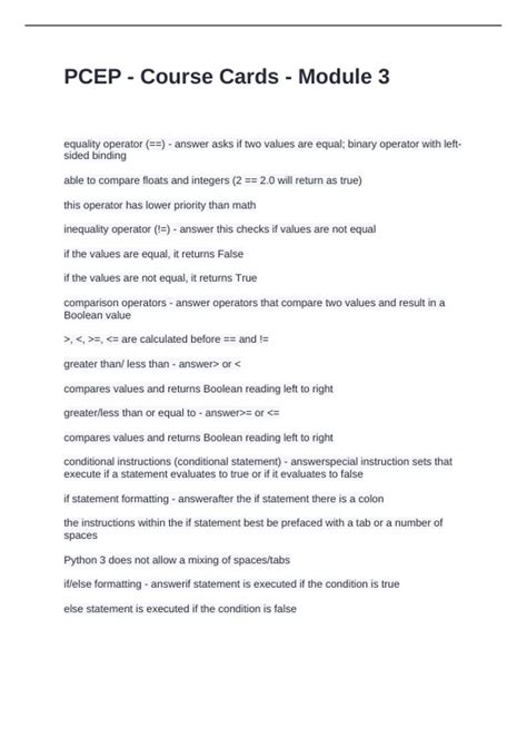 Pcep Course Cards Module 3 Questions And Answers 2024 Pcep Stuvia Us