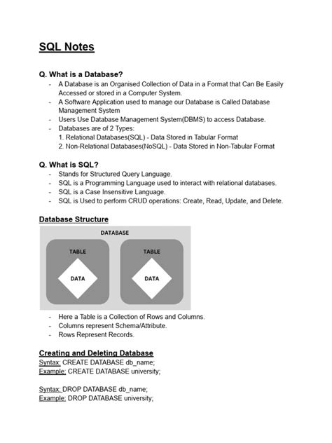 Sqlnotes Pdf Databases Relational Database