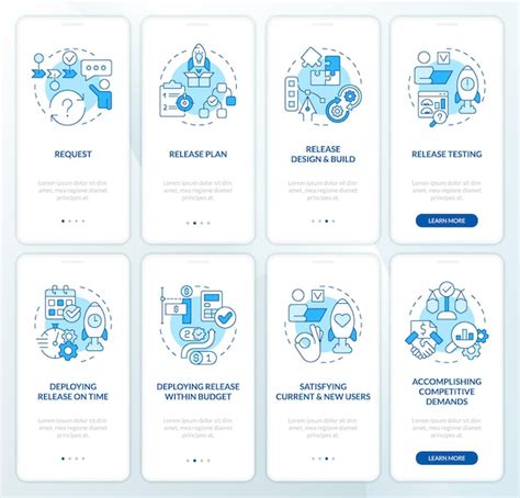 Premium Vector Software Release Management Blue Onboarding Mobile App