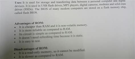 Solution Rom Uses Advantages Disadvantages Studypool