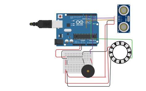 Circuit Design Social Distancing Indicator Tinkercad
