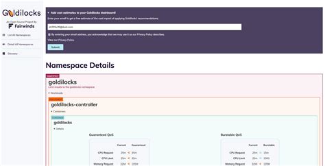 Kubernetes Resource Usage Estimate Workload Cost With Goldilocks Open