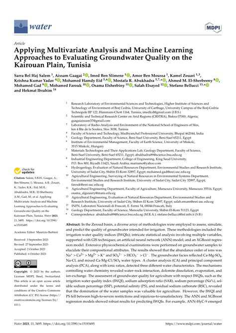Pdf Applying Multivariate Analysis And Machine Learning Approaches To Evaluating Groundwater