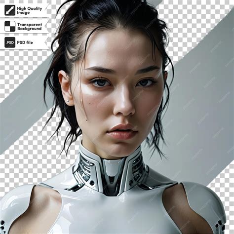 Premium Psd A Woman With A White Robot On Her Back And The Word Robot