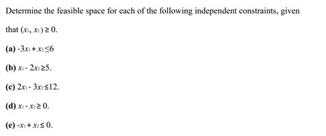 Solved Determine The Feasible Space For Each Of The