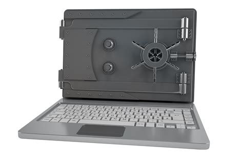 Safe On A Laptop Concept Of Hacking And Data Security System 3d