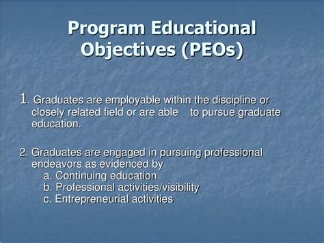 Ppt Program Educational Objectives Peo Subcommittee Report
