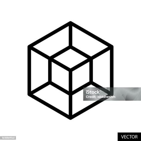 4d 큐브 테서랙트 4차원 큐브 흰색 배경에 분리된 라인 스타일 디자인의 하이퍼큐브 벡터 아이콘 편집 가능한 획 아이콘에 대한 스톡 벡터 아트 및 기타 이미지 Istock
