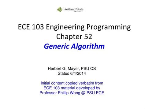 Ppt Ece 103 Engineering Programming Chapter 52 Generic Algorithm