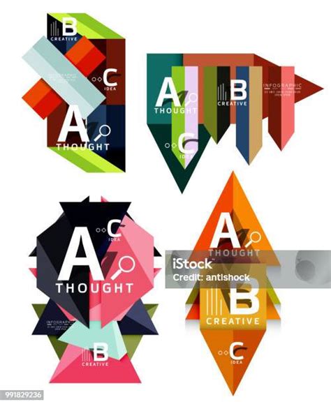 집합이 기하학적 Infographic 배너 종이 정보 B C 옵션 다이어그램 색 모양으로 만든 0명에 대한 스톡 벡터 아트 및 기타 이미지 Istock