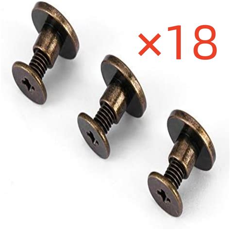 Bekayaa Leather Rivets Flat Style Binding Screws For Scrapbook And Photo Albums 18pcs