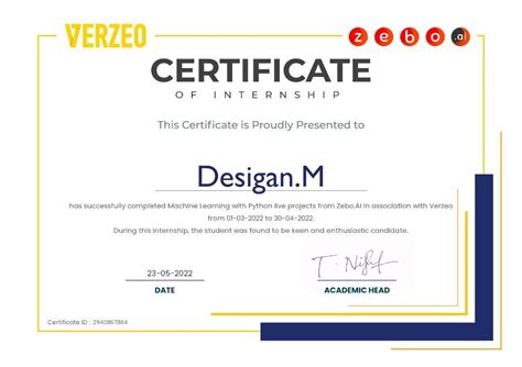 Desigan Manogaran On Linkedin Work Jobs Verzeo Internship Ml Ai