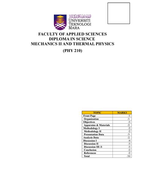 Lab Report Specific HEAT Capacity Group FACULTY OF APPLIED SCIENCES DIPLOMA IN SCIENCE