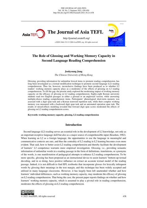 pdf the role of glossing and working memory capacity in second