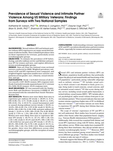 Pdf Prevalence Of Sexual Violence And Intimate Partner Violence Among