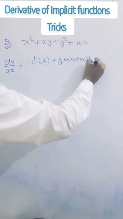 Derivative Of Implicit Functions Class 12th Maths Tricks Youtube