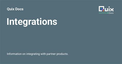 Integrations Quix Docs