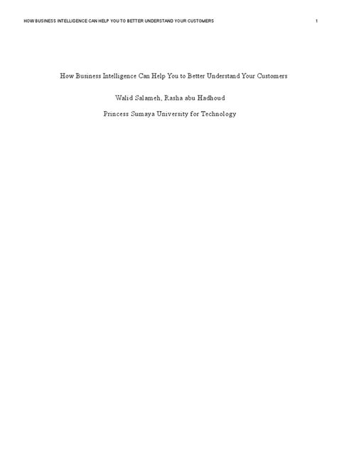 How Business Intelligence Can Help Youto Better Understand Your Customers Pdf Business