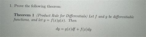 solved prove the following theorem theorem 1 product rule