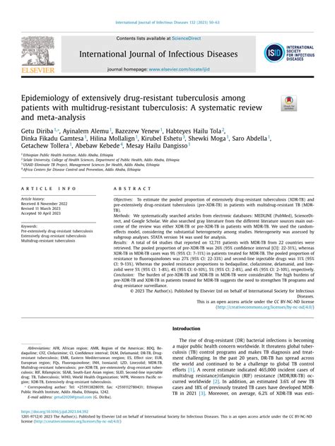Pdf Epidemiology Of Extensively Drug Resistant Tuberculosis Among Multidrug Resistant