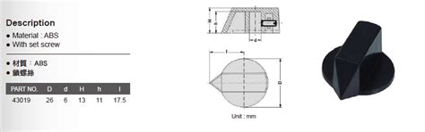 Pointer Knobs 43019 Abs 6mm Pointer Screw Fixing Mony