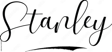Stanley Male Name Cursive Calligraphy On White Background Stock Vector