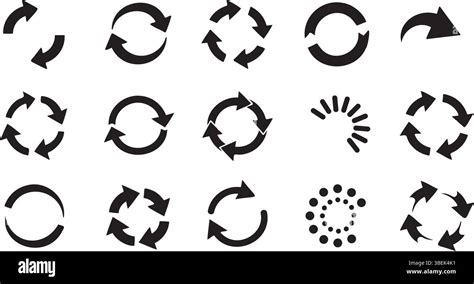 Black Arrows Icon Set Circular Rotation And Loading Symbols Vector Illustration Stock Vector
