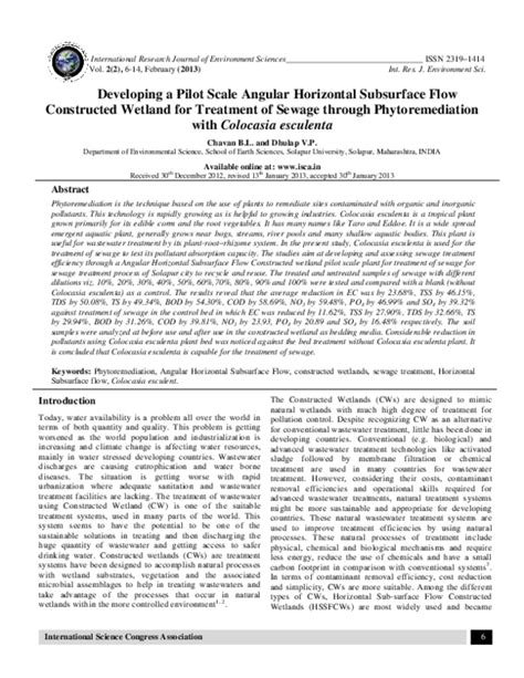 Pdf Developing A Pilot Scale Angular Horizontal Subsurface Flow Constructed Wetland For