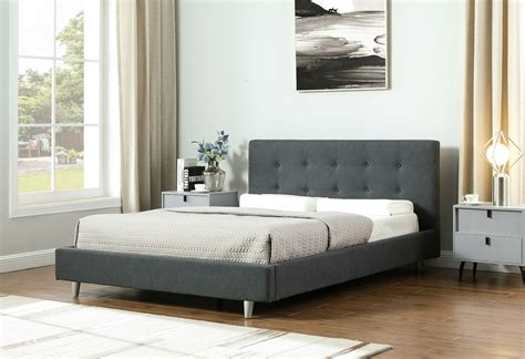 Carter Κρεβάτι Διπλό Επενδυμένο με Ύφασμα Γκρι Σκούρο με Τάβλες 0043